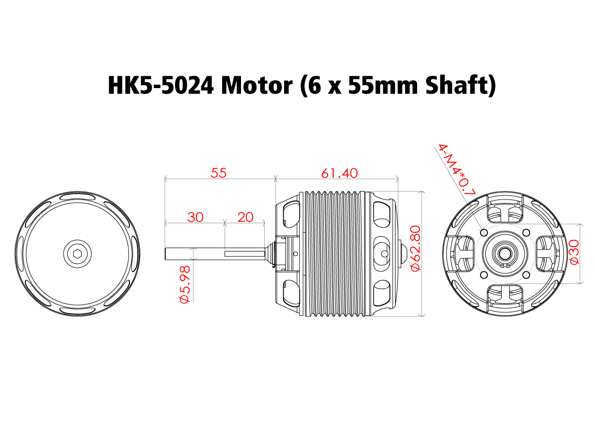 Scorpion HK5-5024-475kv (6 x 55mm shaft) - Scorpion Power System